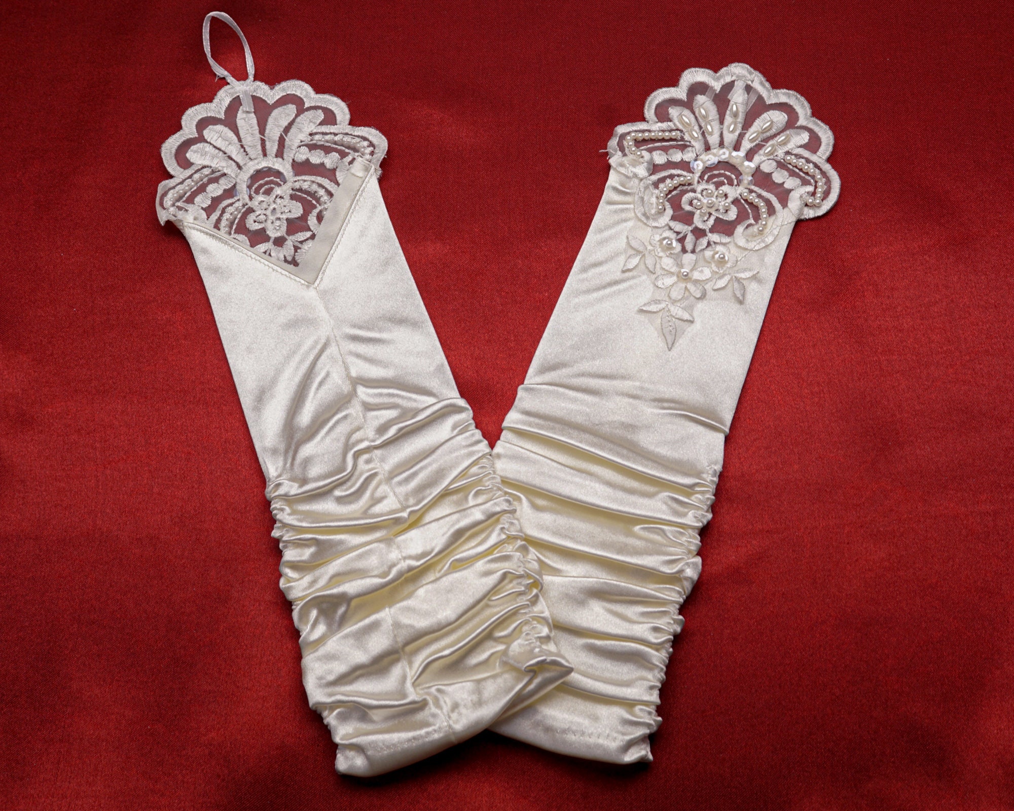 Ivory Fingerless Adult Evening Formal Gloves, Classic Wedding Accessory ...