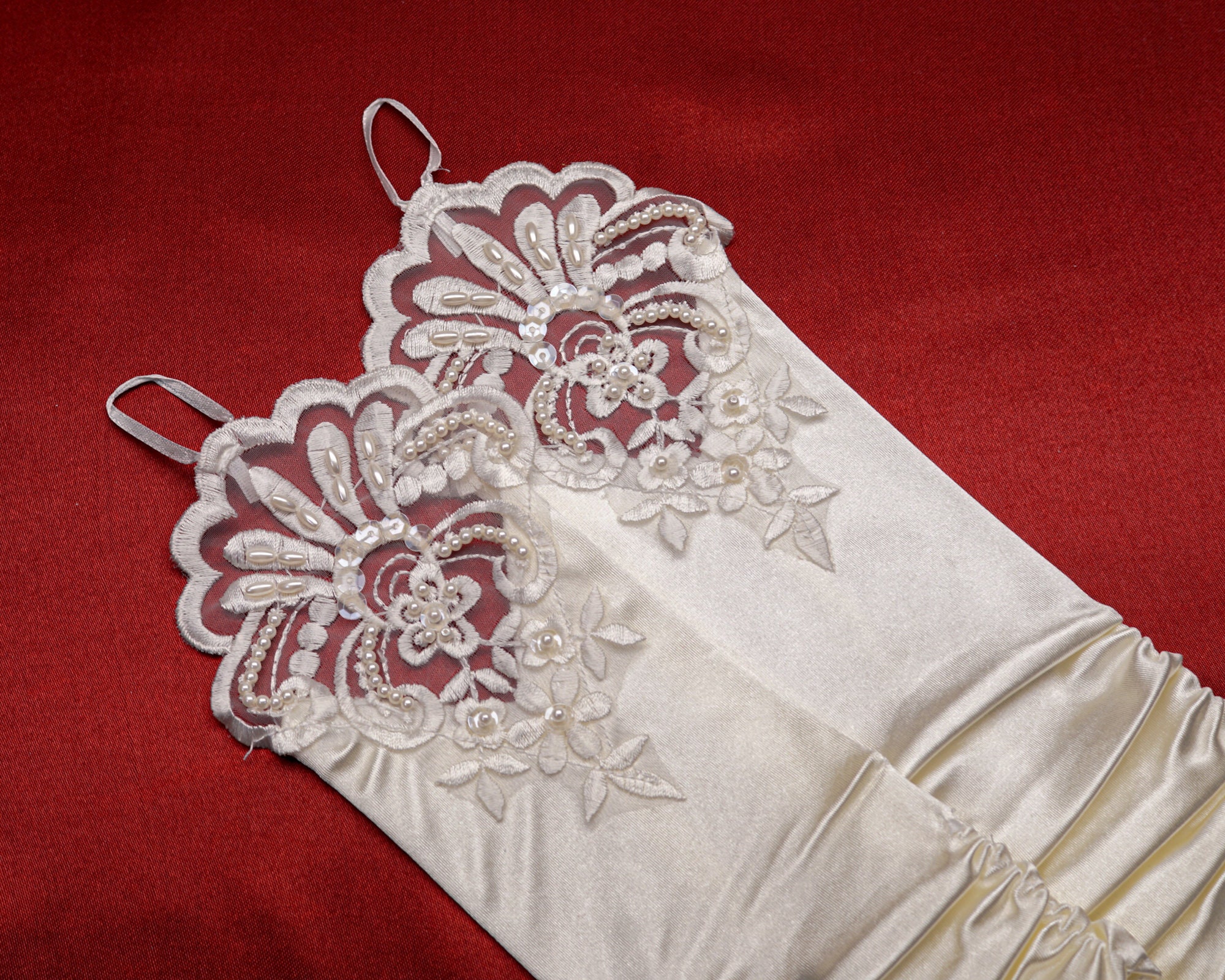 Ivory Fingerless Adult Evening Formal Gloves, Classic Wedding Accessory ...
