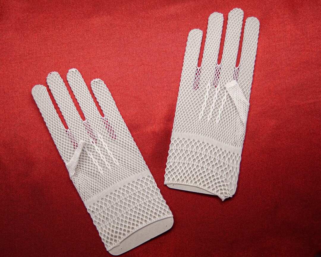 White Fish Net Gloves Adult Evening Formal Gloves, Classic Wedding ...