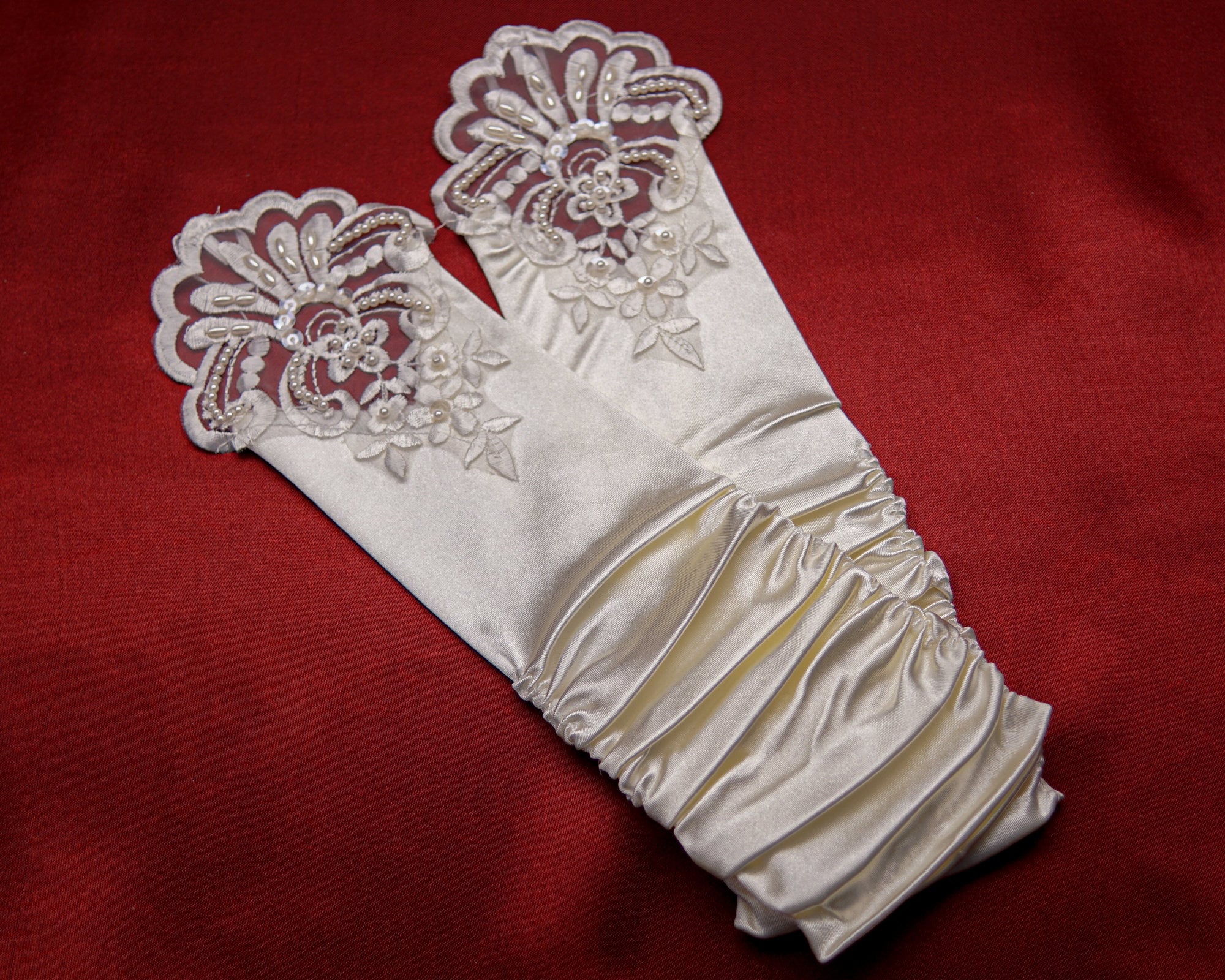 Ivory Fingerless Adult Evening Formal Gloves, Classic Wedding Accessory ...