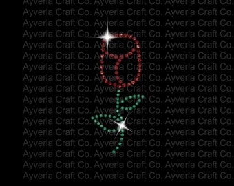 Red Roses Rhinestone Heat Transfer Iron on Patch, Custom Iron on Flower ...