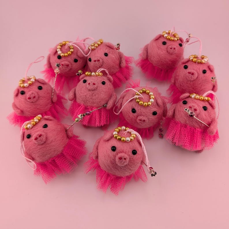 Handmade Fairy Princess Pig Christmas Tree Decoration, Felt Hanging ...