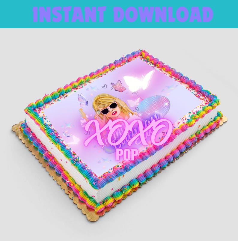Little Swiftie Birthday Sheet Cake Topper, Instant Download, Printable ...