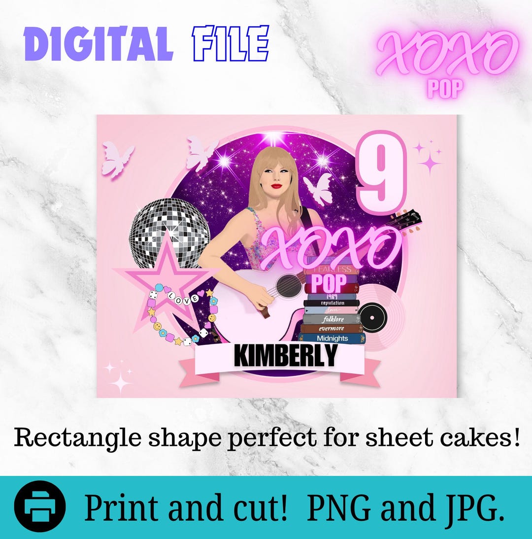 Swiftie Birthday Era Sheet Cake Topper, Instant Download, Printable ...