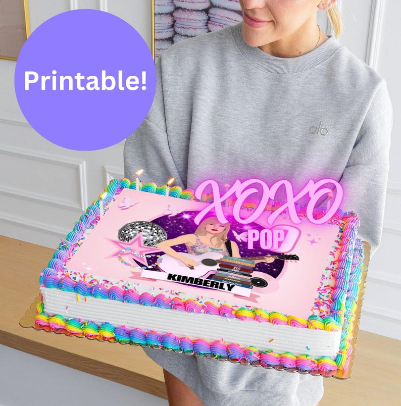 Swiftie Birthday Era Sheet Cake Topper, Instant Download, Printable ...