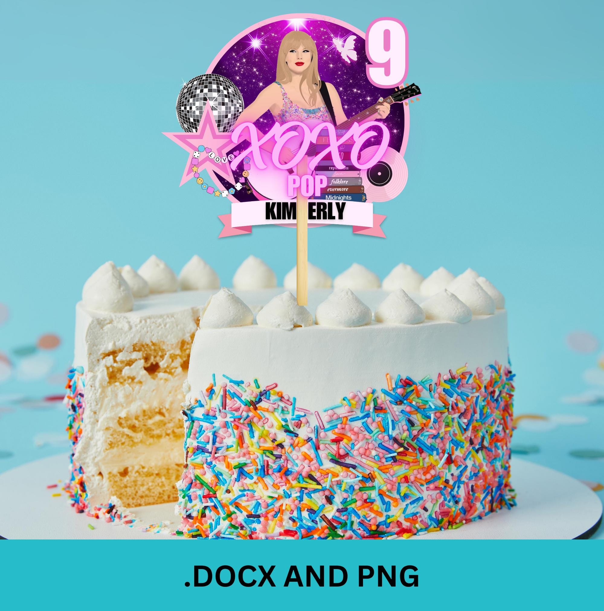 Swiftie Birthday Era Cake Topper - Instant Download Edible Image ...