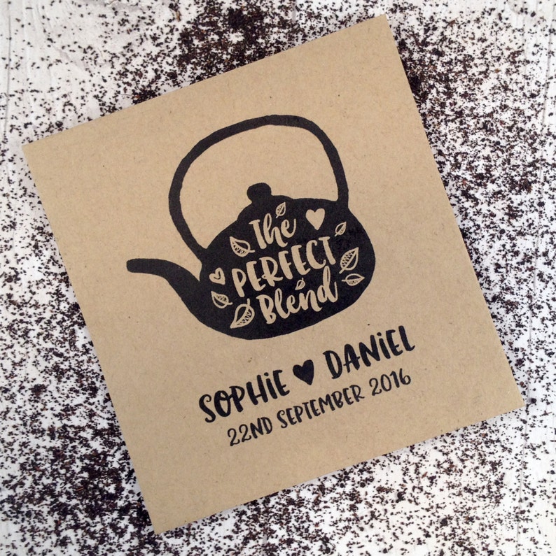 10x Personalised 'the Perfect Blend' Tea Wedding Favour Envelopes With ...