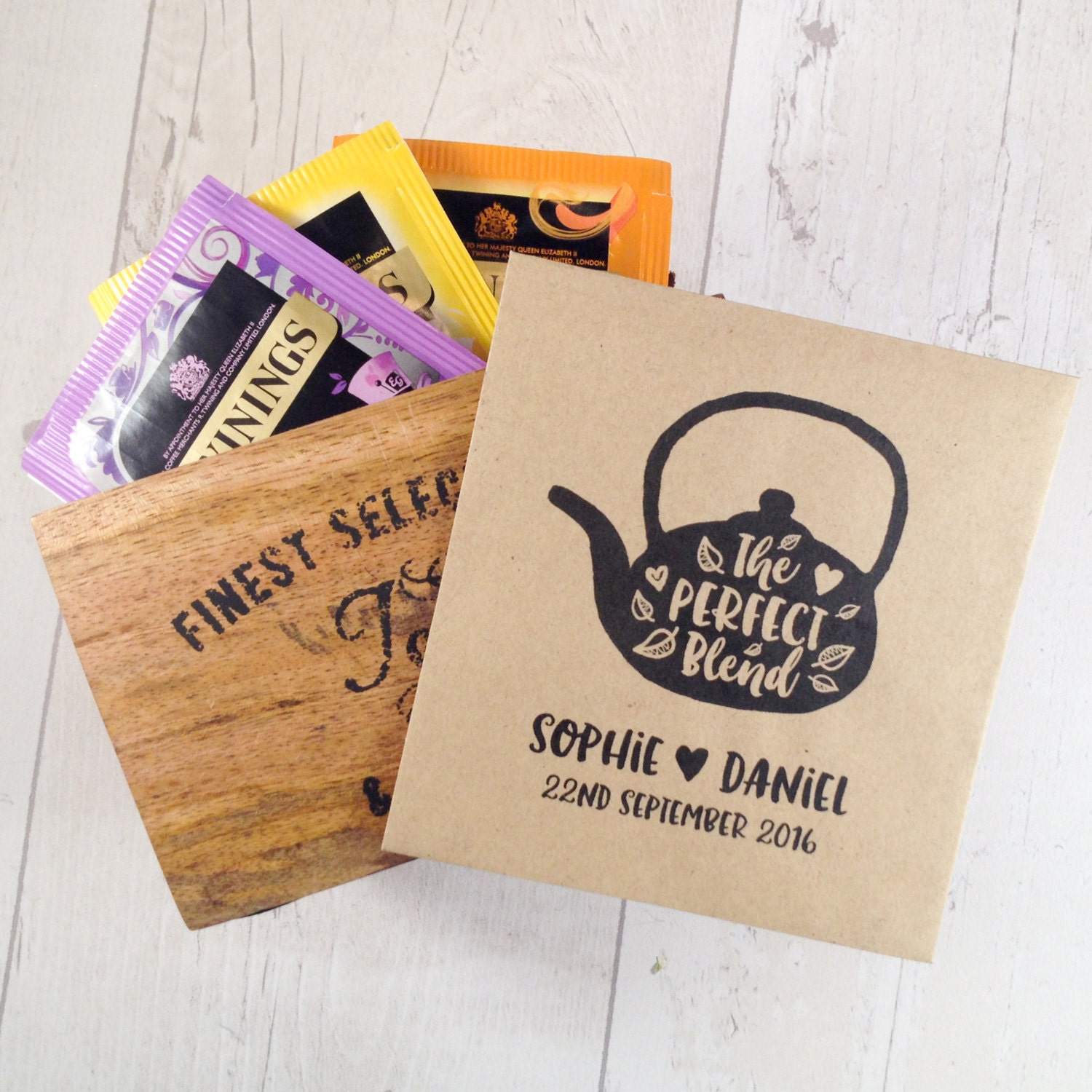 10x Personalised 'the Perfect Blend' Tea Wedding Favour Envelopes With ...