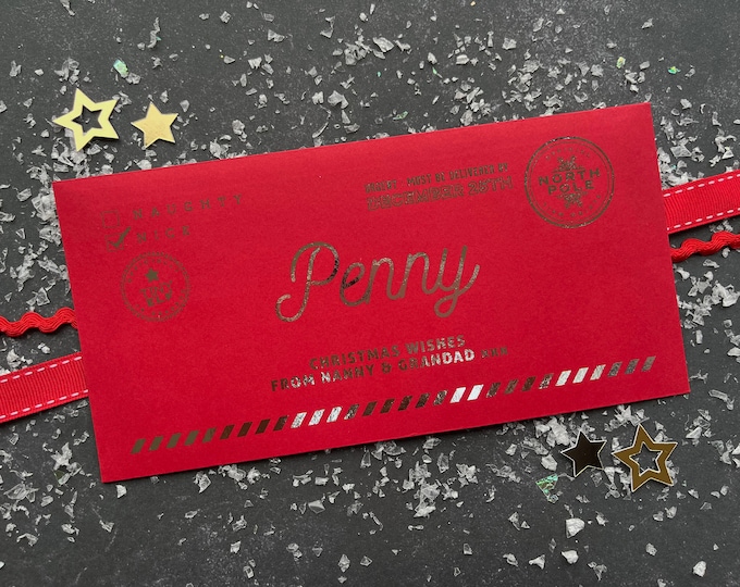 Personalised Nice List Money Wallet, Christmas Money Envelope, Voucher ...