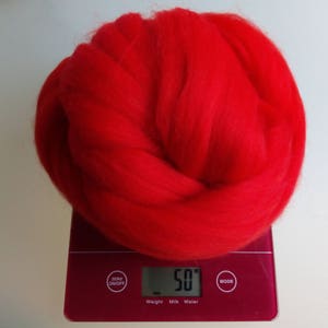 Poppy Red 100% Merino Wool Tops Roving Felting Spinning, Giant Chunky ...