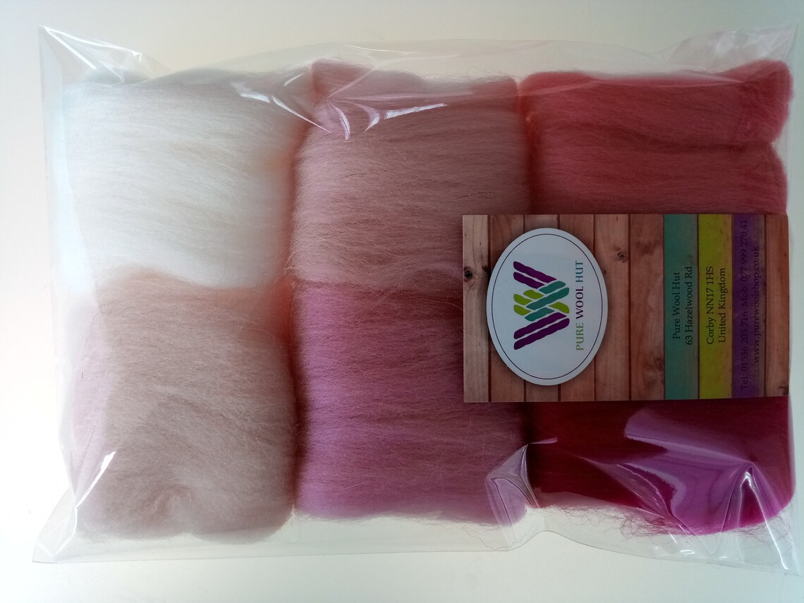 Pink Set Pure Merino Wool for Needle and Wet Felting Packs - Etsy UK