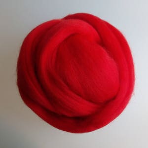 Poppy Red 100% Merino Wool Tops Roving Felting Spinning, Giant Chunky ...