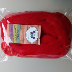 Poppy Red 100% Merino Wool Tops Roving Felting Spinning, Giant Chunky ...