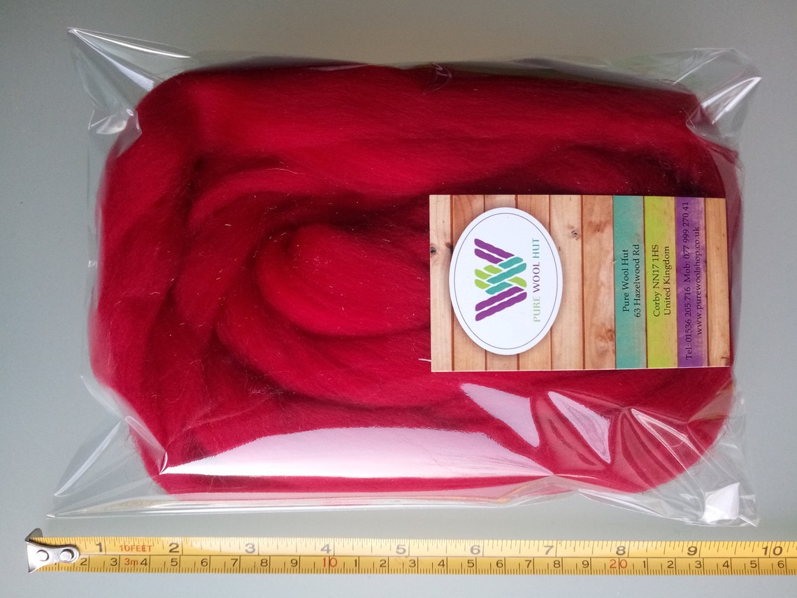 Scarlet Red* 100% Merino Wool Tops Roving Felting Spinning, Giant ...