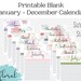 PRINTABLE Blank Floral Watercolor Calendar, INSTANT Download, Sunday ...