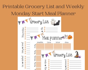 PRINTABLE Grocery List, Shopping Planner, Weekly Meal Planner, Instant ...