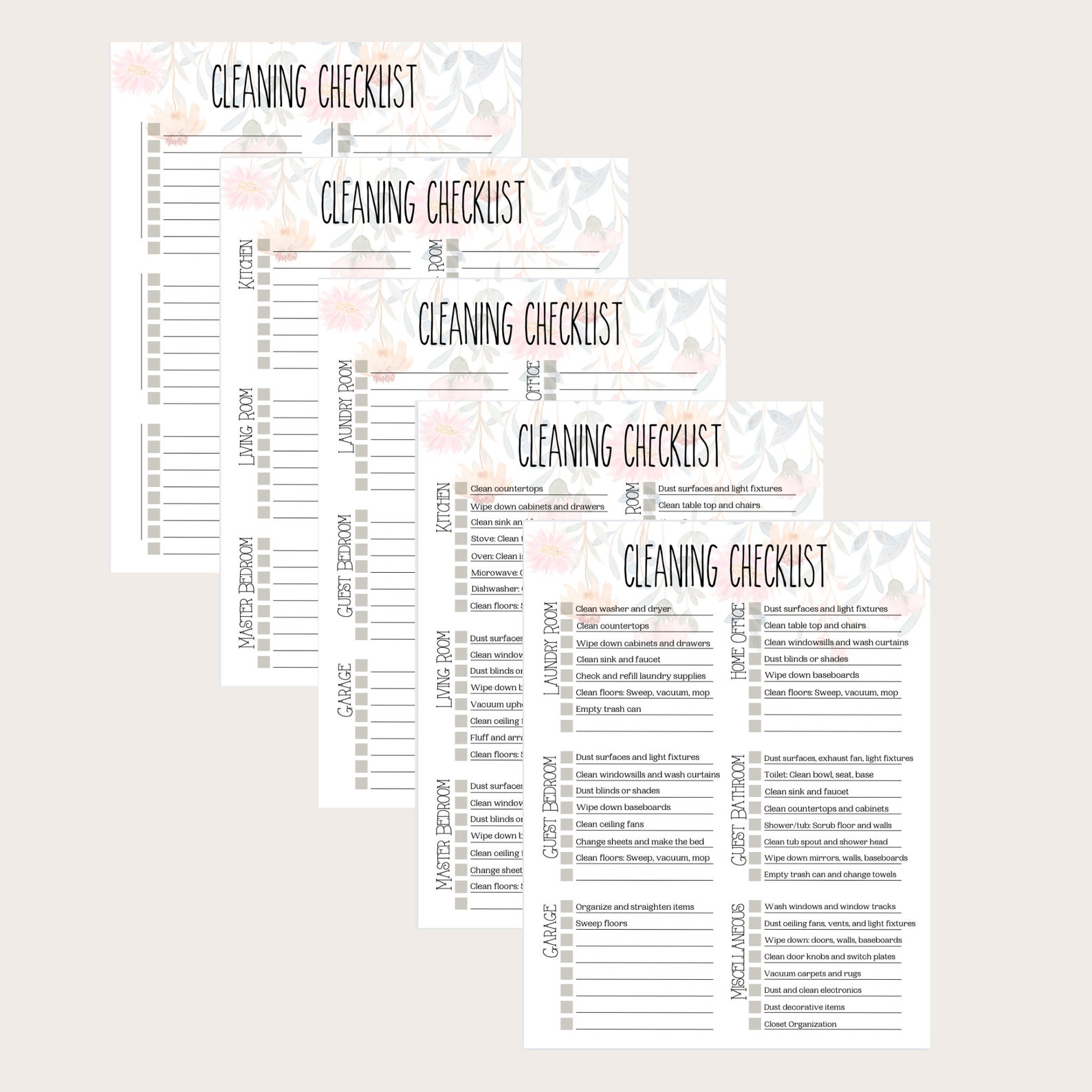 PRINTABLE House Cleaning Check List, Chores Planner, Spring Cleaning ...