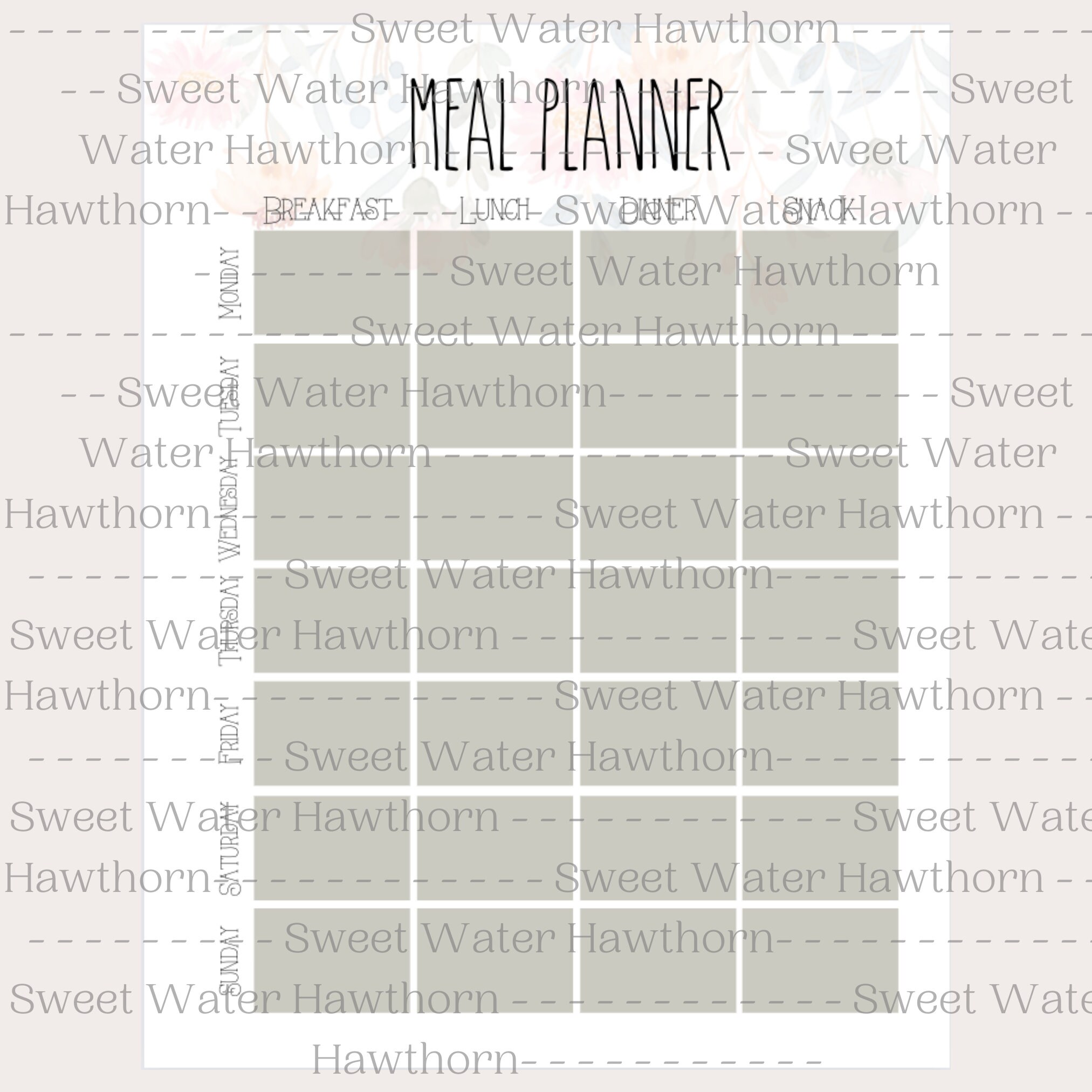 PRINTABLE Grocery List, Shopping Planner, Weekly Meal Planner, Instant ...