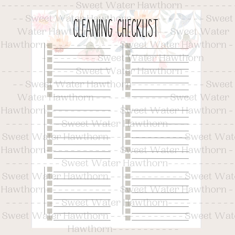 Printable House Cleaning Checklist, Chores Planner (digital Download ...