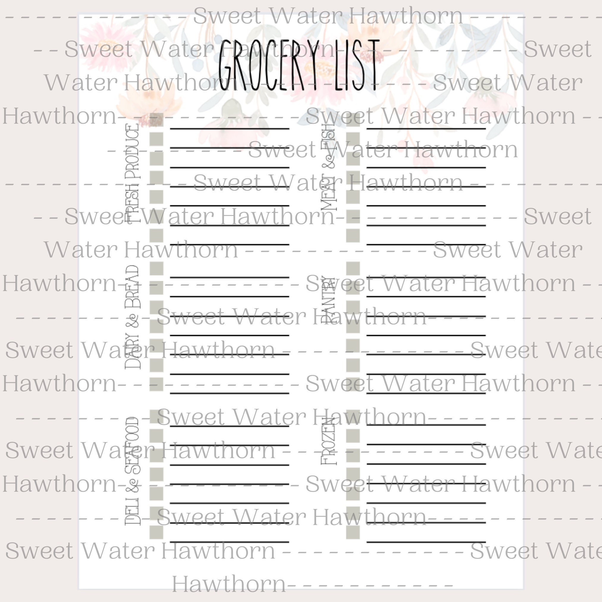 PRINTABLE Grocery List, Shopping Planner, Weekly Meal Planner, Instant ...