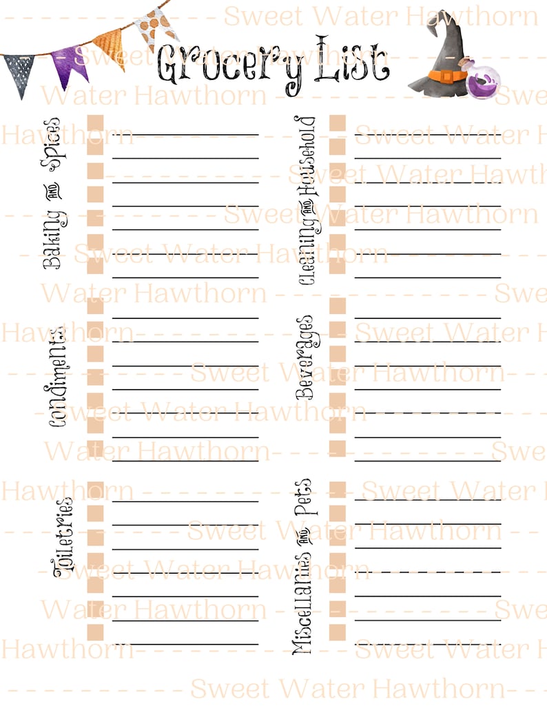 PRINTABLE Grocery List, Shopping Planner, Weekly Meal Planner, Instant ...