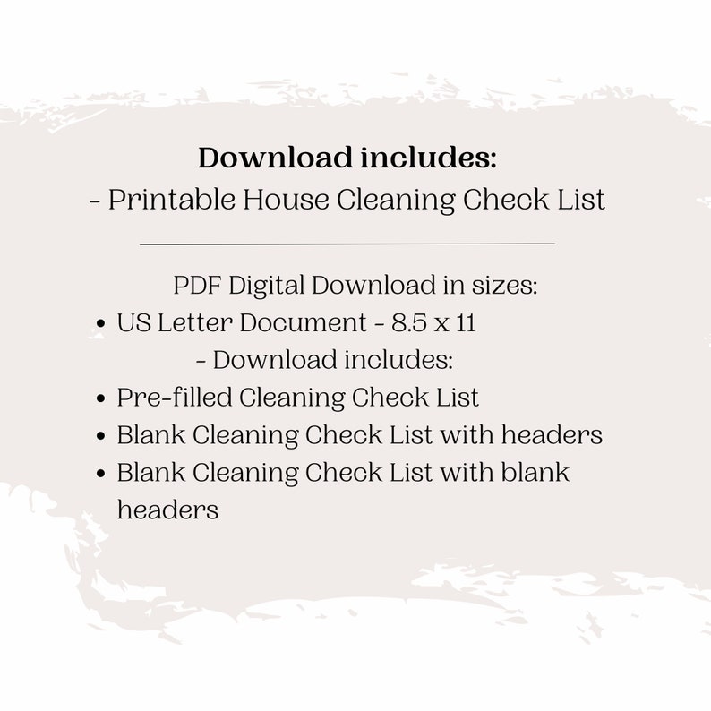 Printable House Cleaning Checklist, Chores Planner (digital Download ...