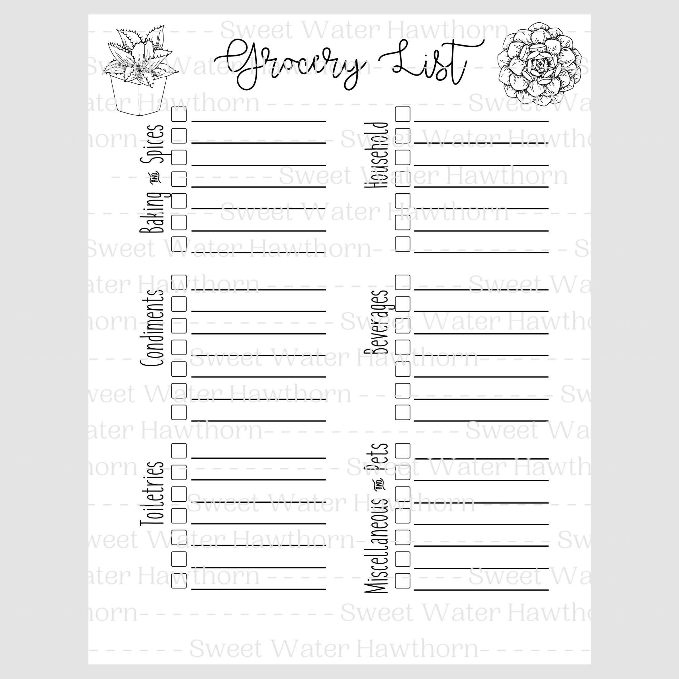 PRINTABLE Grocery List, Shopping Planner, Weekly Meal Planner, Instant ...