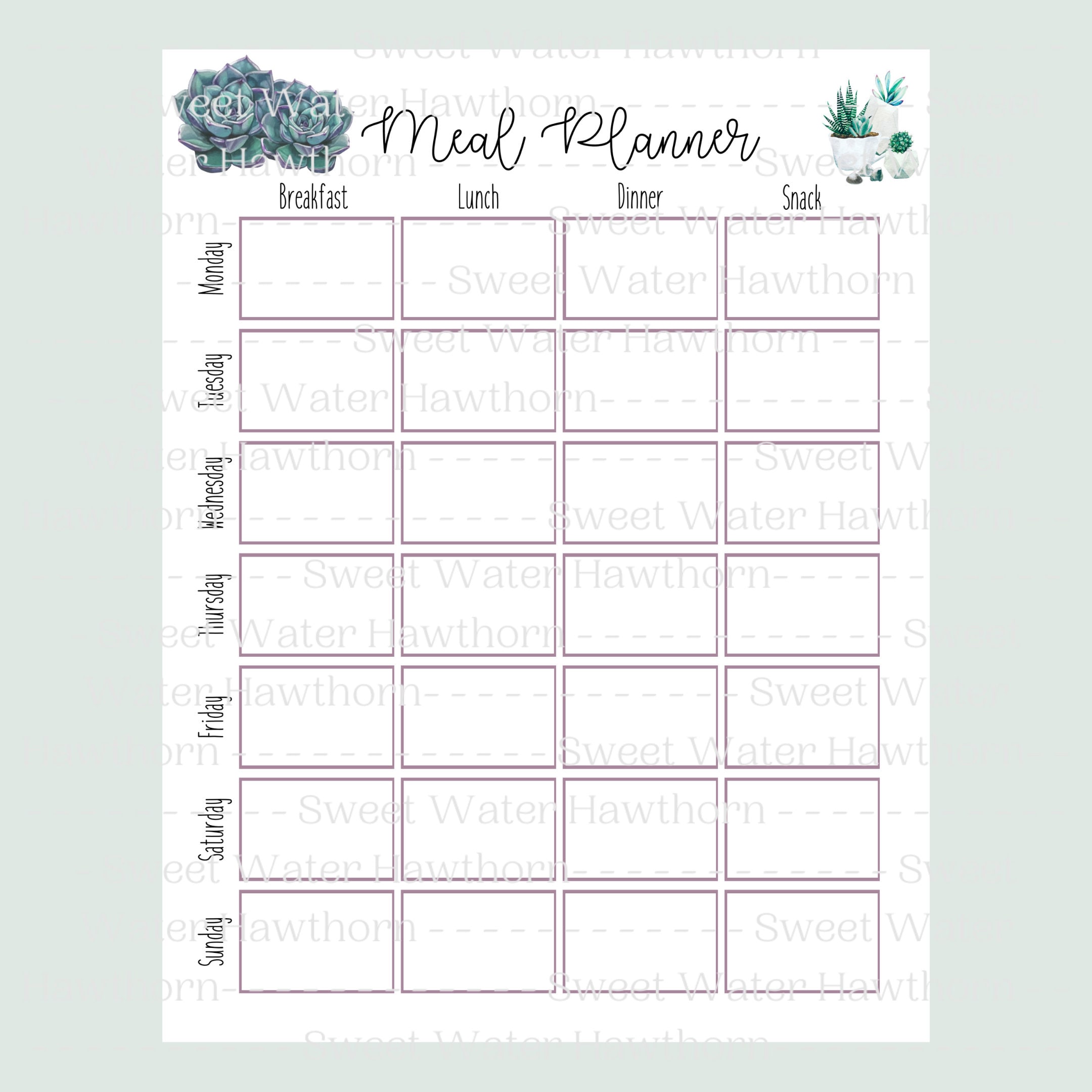 PRINTABLE Grocery List, Shopping Planner, Weekly Meal Planner, Instant ...