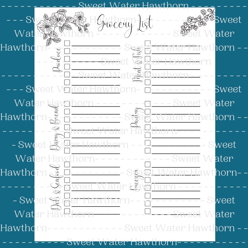 PRINTABLE Grocery List, Shopping Planner, Weekly Meal Planner, Instant ...