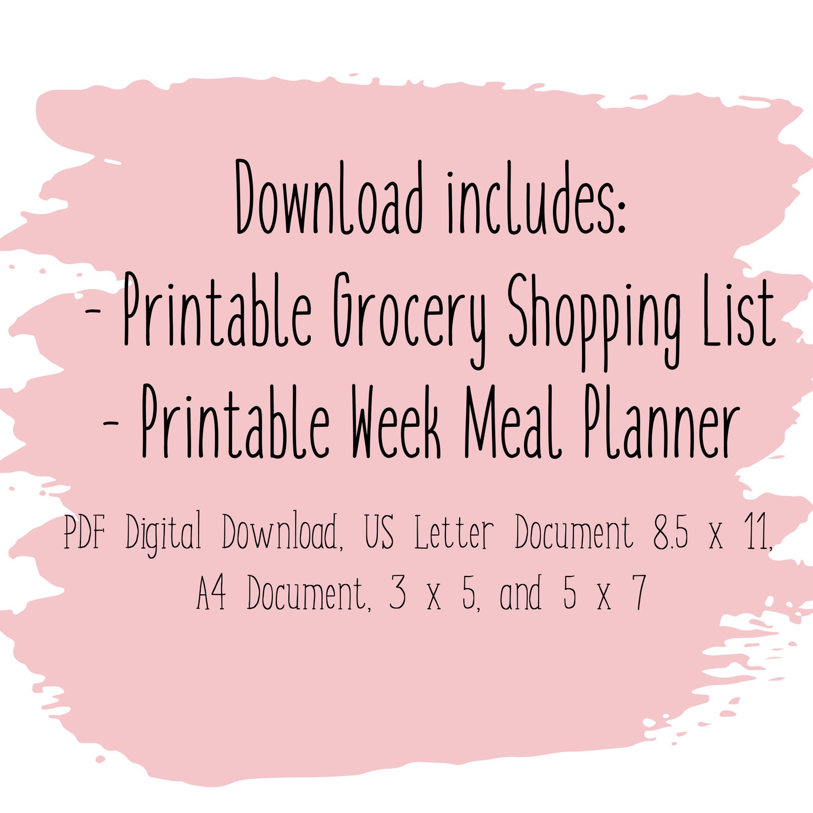 PRINTABLE Grocery List, Shopping Planner, Weekly Meal Planner, Instant ...