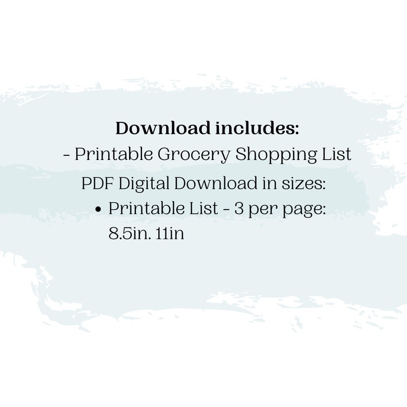 PRINTABLE Skinny Grocery List Grocery Shopping Planner Instant