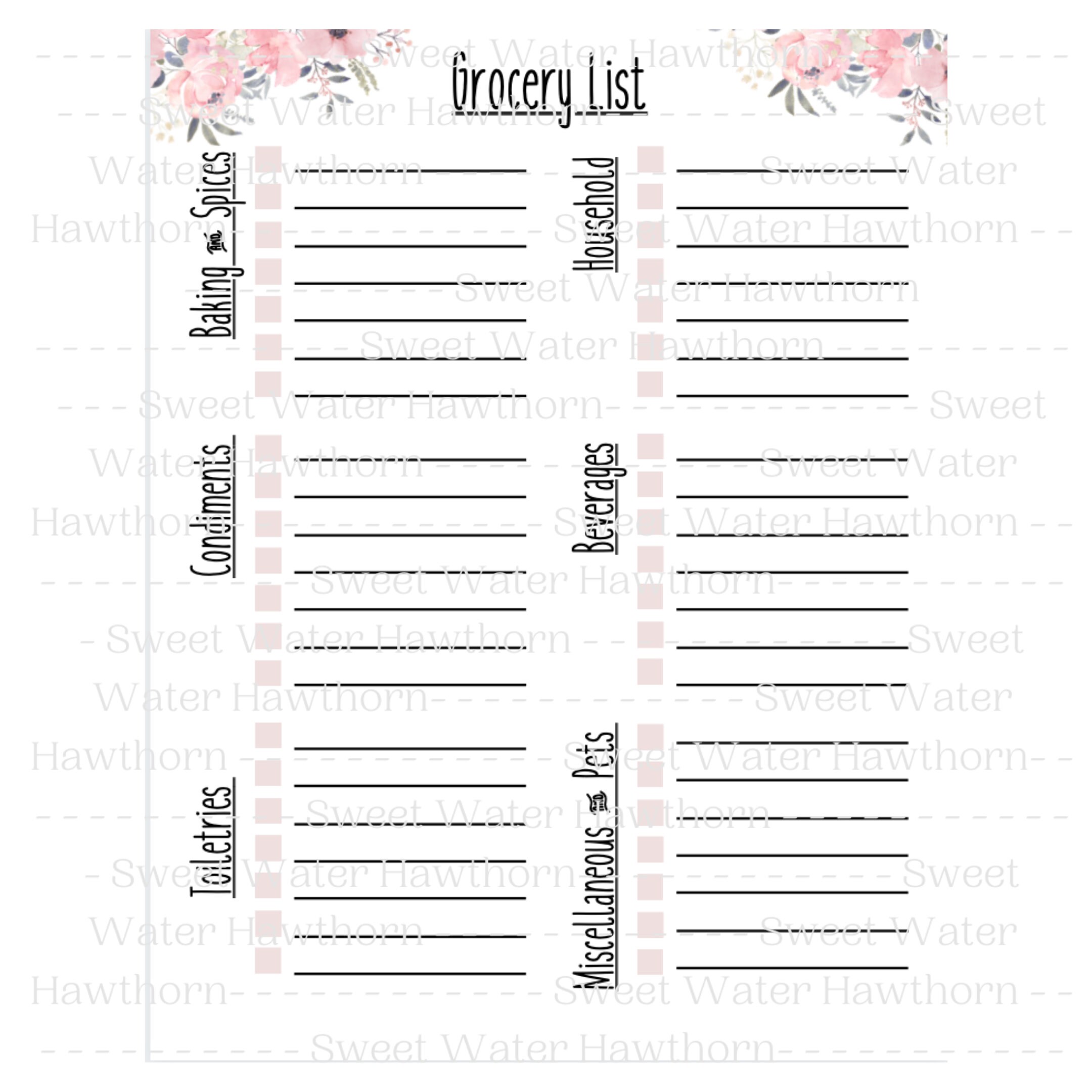 PRINTABLE Grocery List, Shopping Planner, Weekly Meal Planner, Instant ...