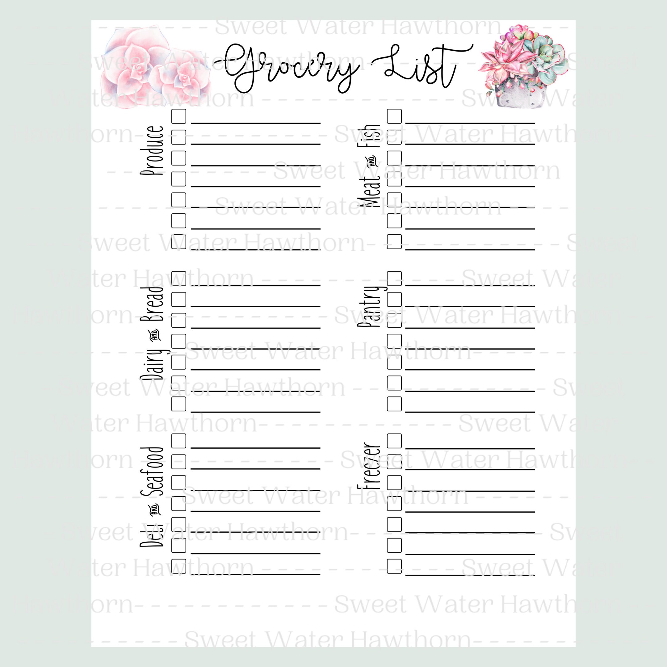 PRINTABLE Grocery List, Shopping Planner, Weekly Meal Planner, Instant ...