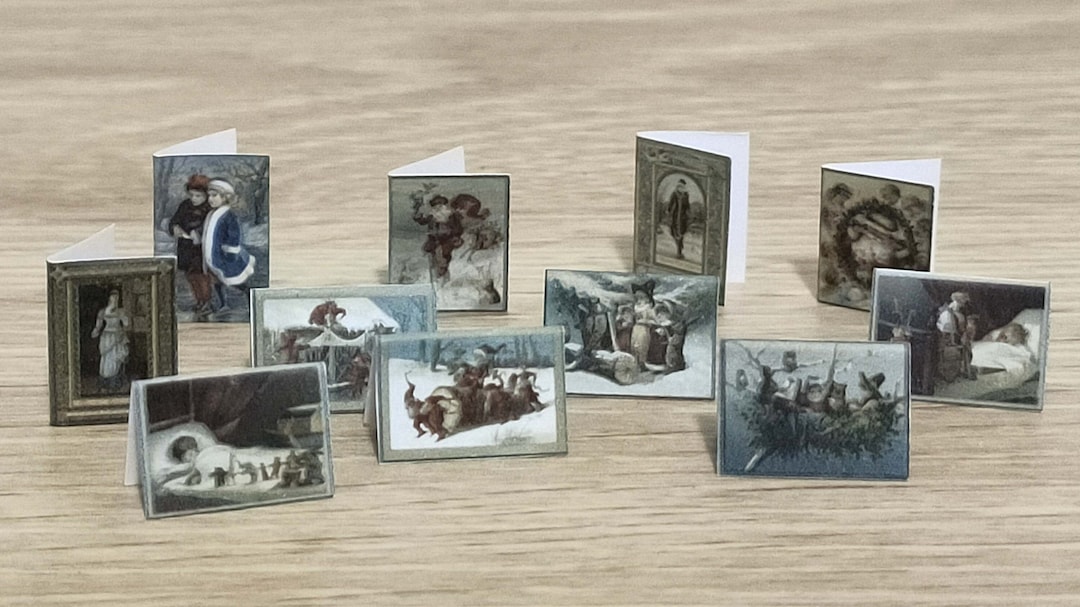 Miniature Printable Christmas Cards 1:12scale - Etsy