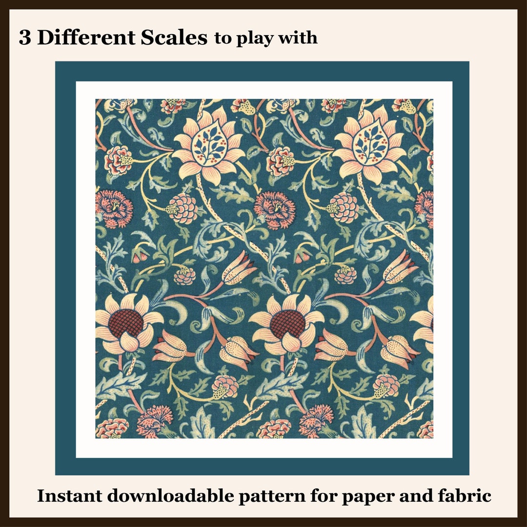 Miniature Printable Pattern for Fabric/paper-evenlode William Morris ...