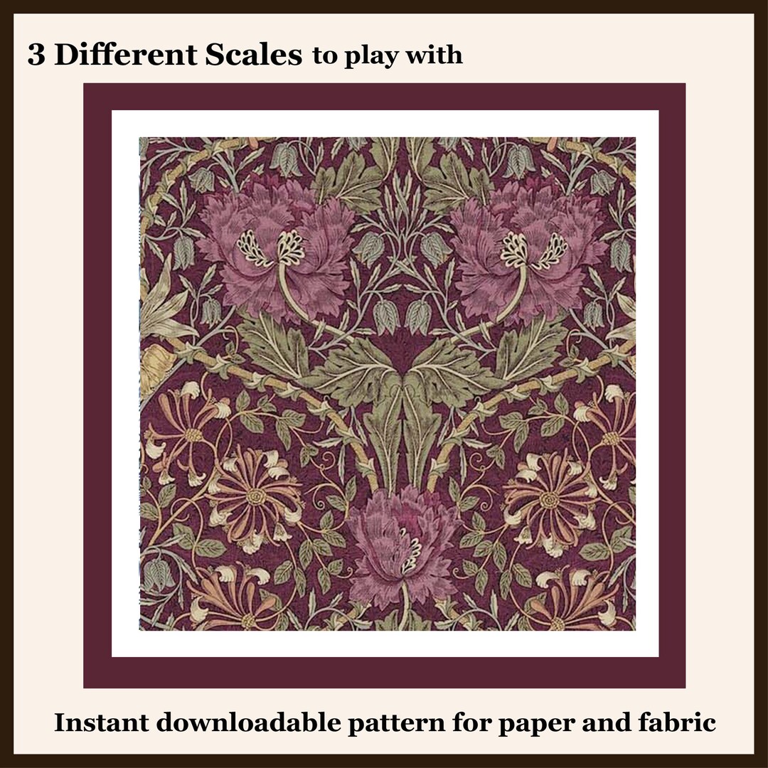 Miniature Printable Pattern for Fabric/paper-honeysuckle Red - Etsy