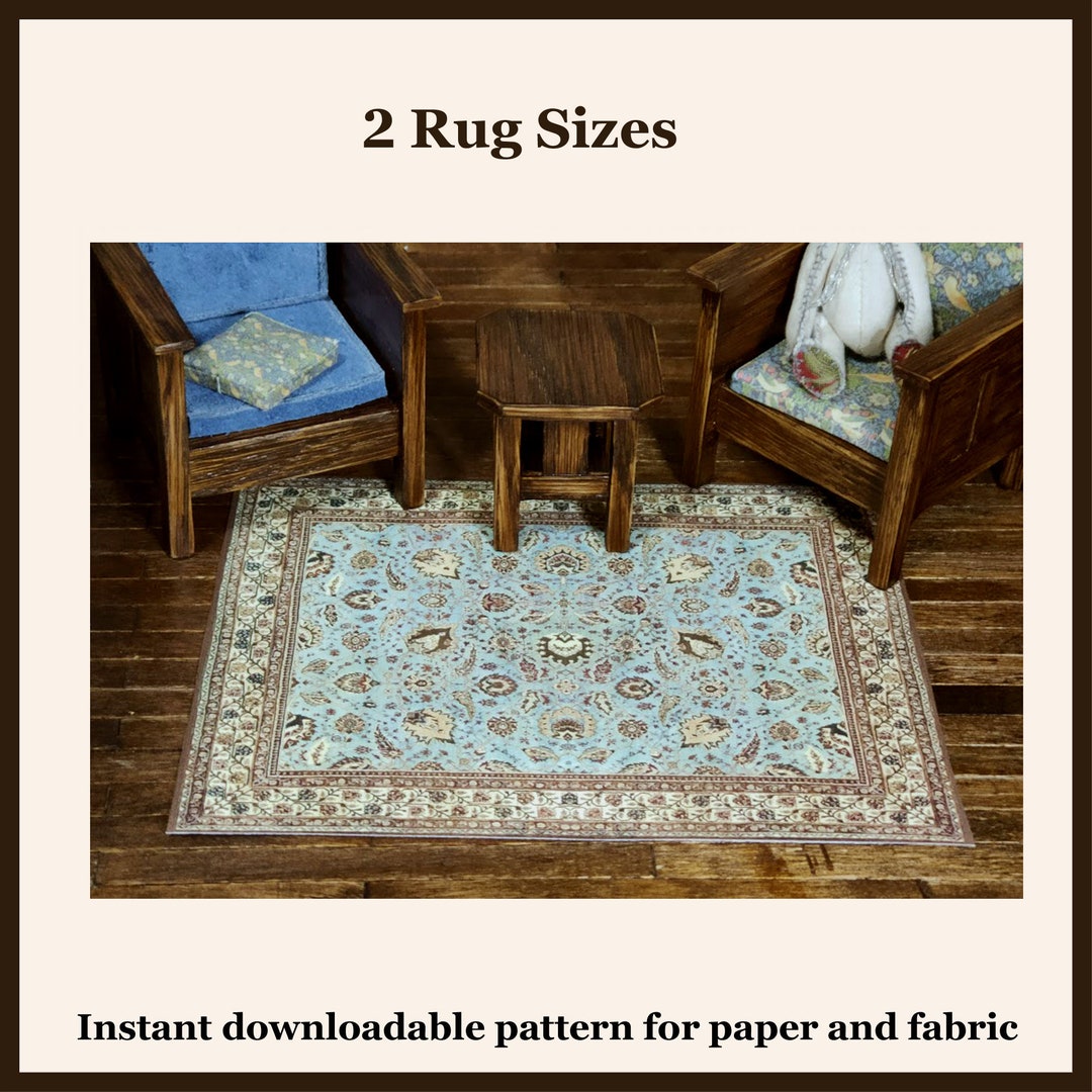 Light Blue Rug, Digital Print Dollhouse Rug - Etsy
