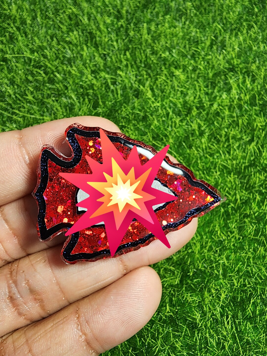 Football Inspired Arrowhead Badge Reel Topper or Keychain - Etsy