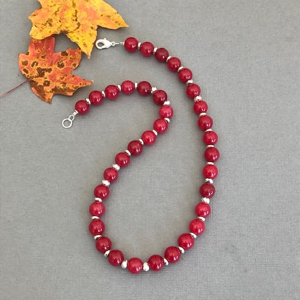 Red Bead Necklace - Etsy