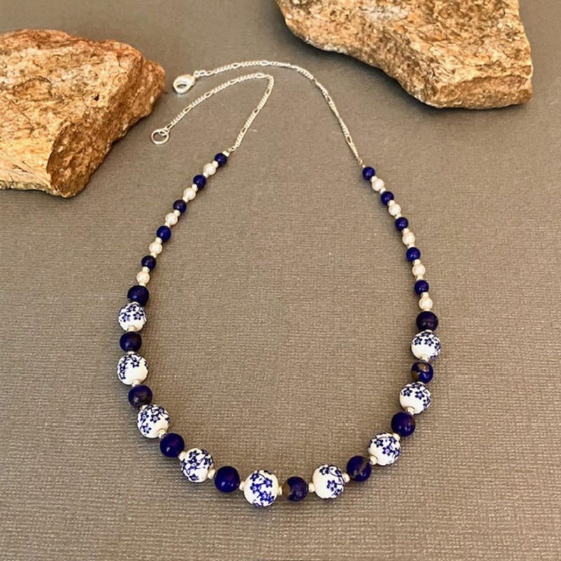 Delft Blue Necklace - Etsy