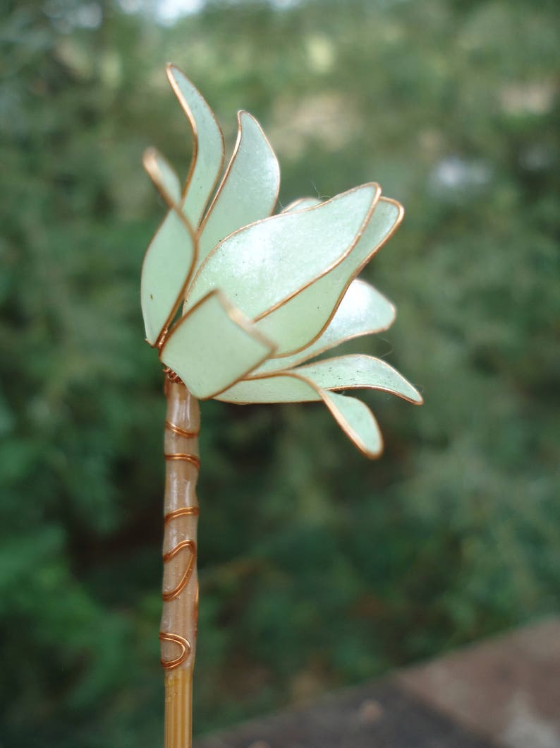 Green Lotus Flower Hair Stick - Etsy