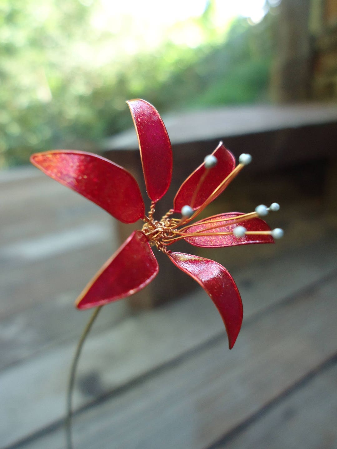 Red Star Lily Hair Stick - Etsy