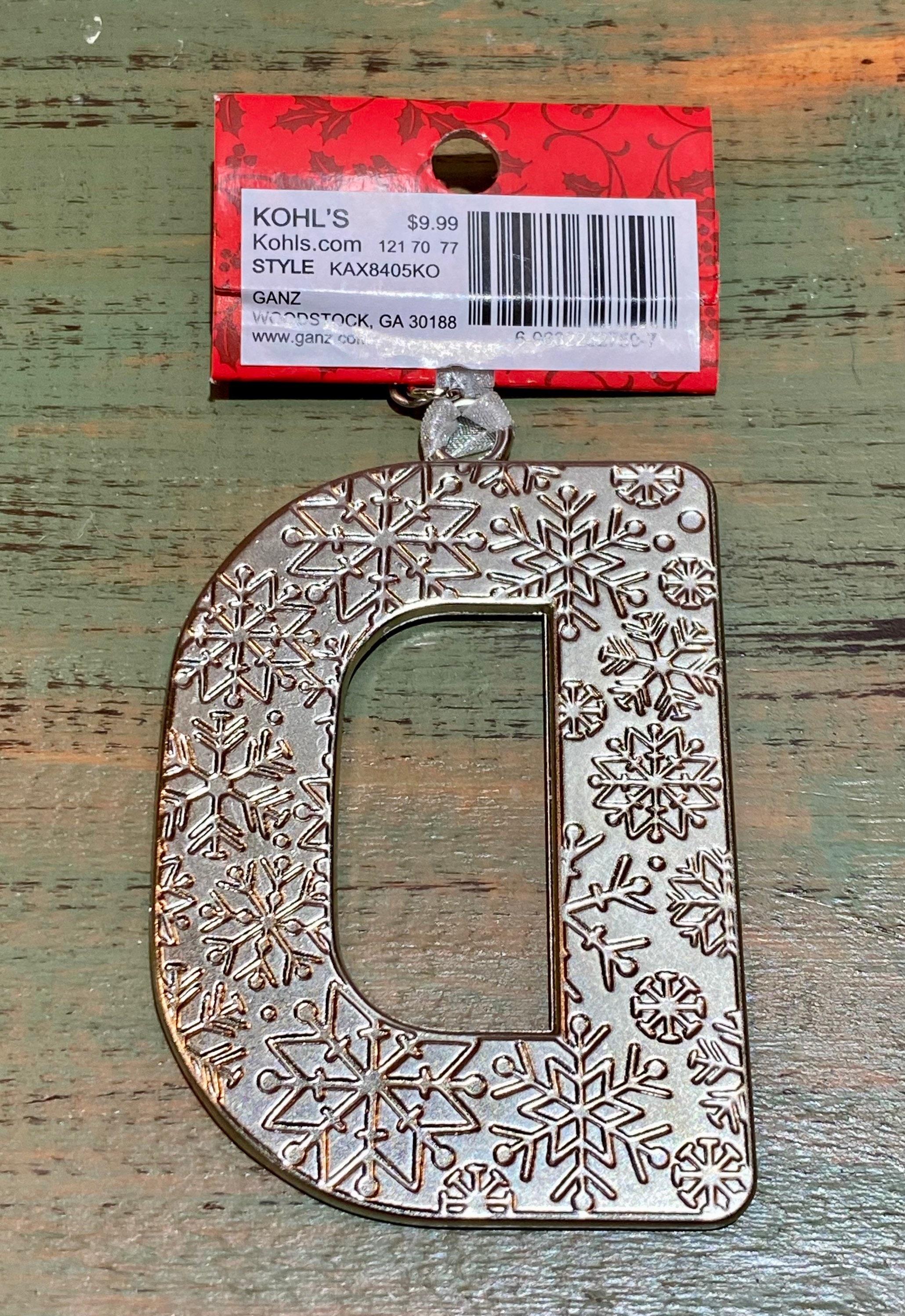 Ganz Initial Monogram Letter D Christmas Tree Ornament Plaid Red Green ...