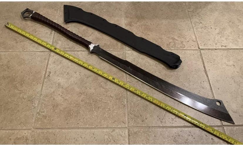 Vintage Zombie Tools Mack Daddy-o Custom Copper Accented Sword W/ Brown ...