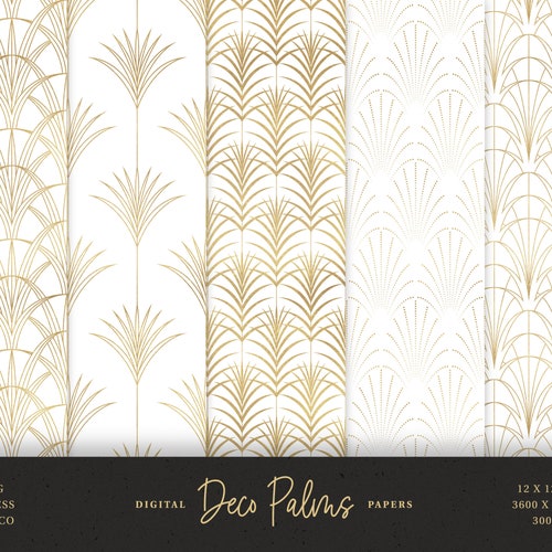 Mint and Gold Art Deco Digital Paper Seamless Deco Patterns - Etsy