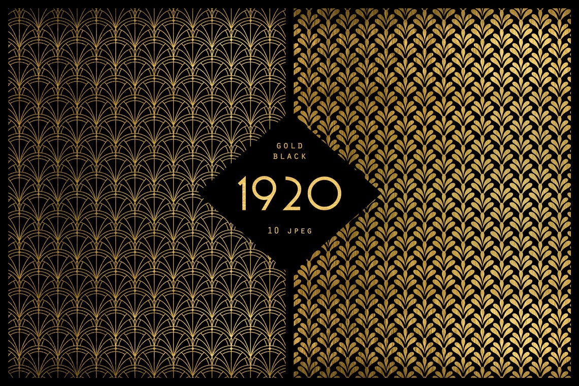 Art Deco Digital Paper Collection Volume II Black/gold - 10 Great ...