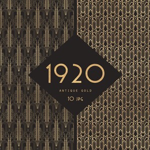 1920 Antique Gold Dark Anthracite Art Deco Digital Scrapbook Papers ...