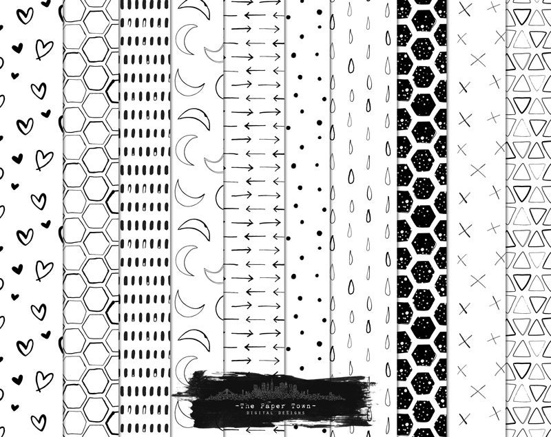 20% OFF Seamless Hand Drawn Digital Papers Black and White - Etsy