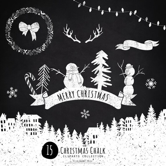 Instant Download Christmas Chalk digital clipart PNG Printable ...