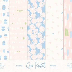 5 Geo Pastel Pattern Collection Digital Scrapbook Papers - 5 Seamless ...